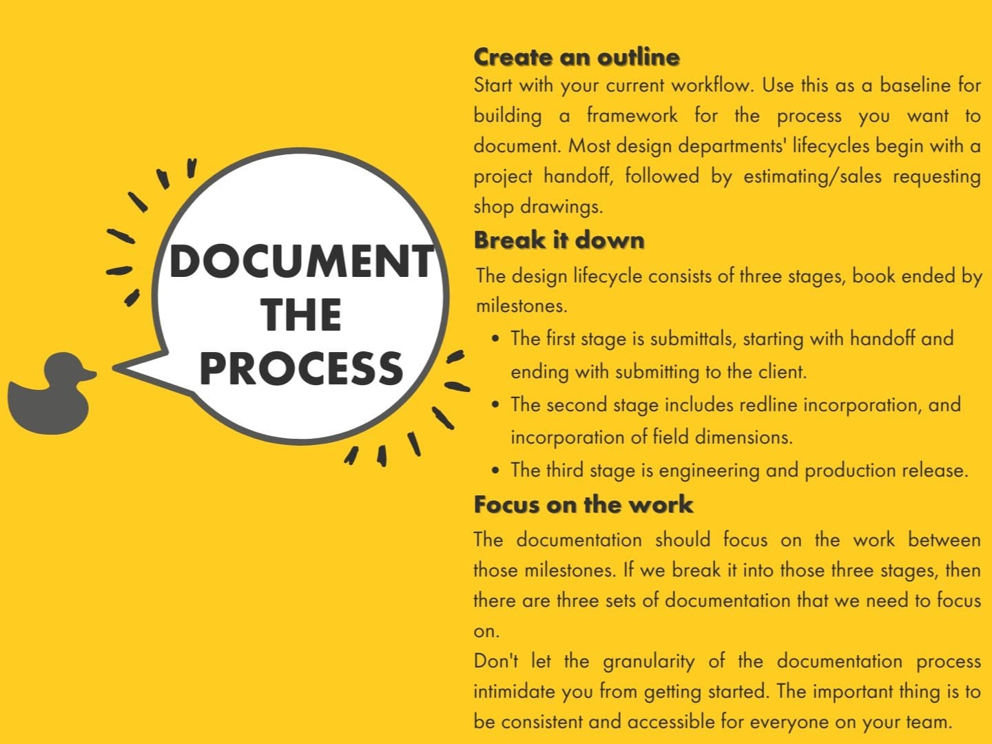 Document the Process - DuckWorks